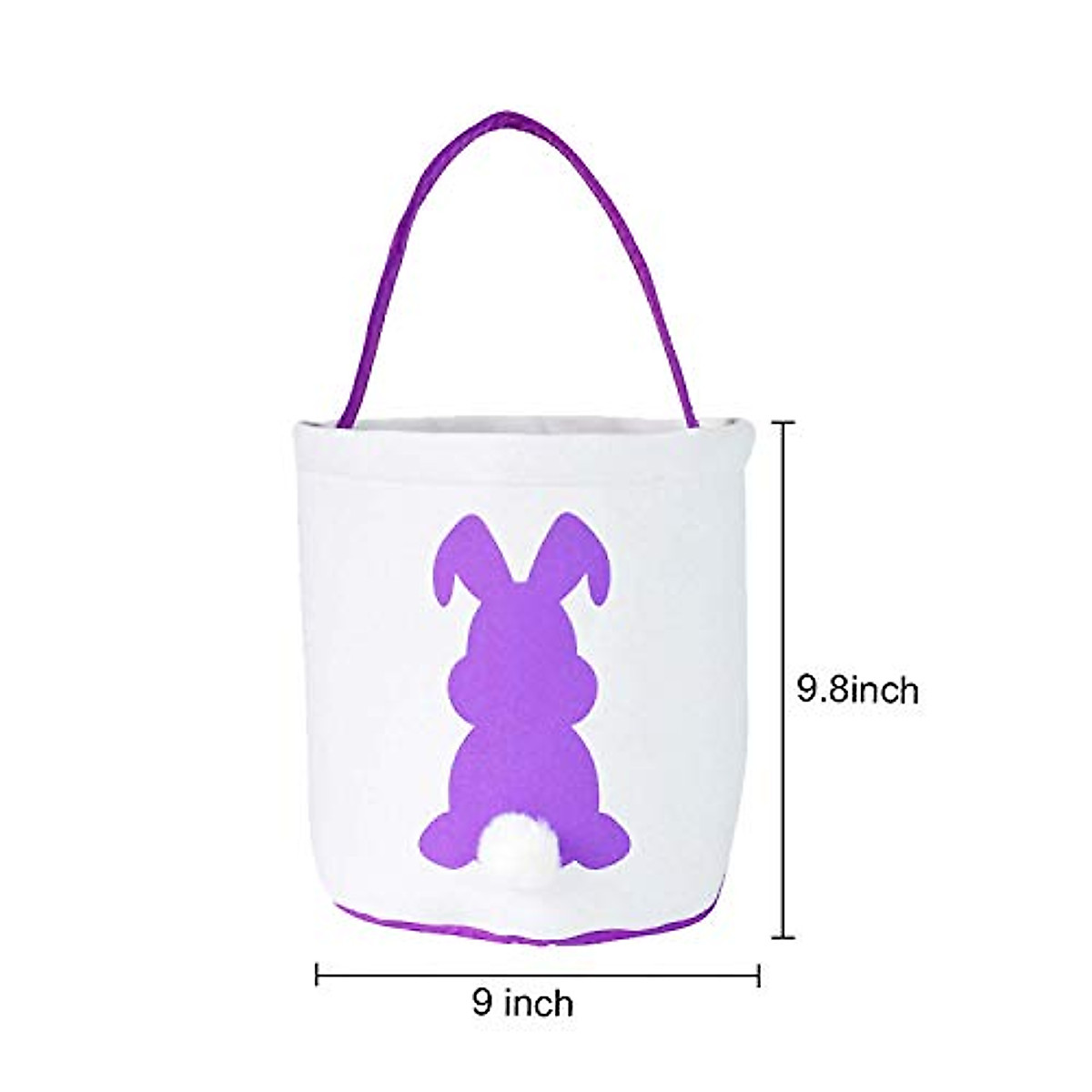 2 Pieces Easter Bunny Basket Bags Rabbit Handbag Canvas Tote Bag Bucket for Eggs Gifts Candy Toys Purple