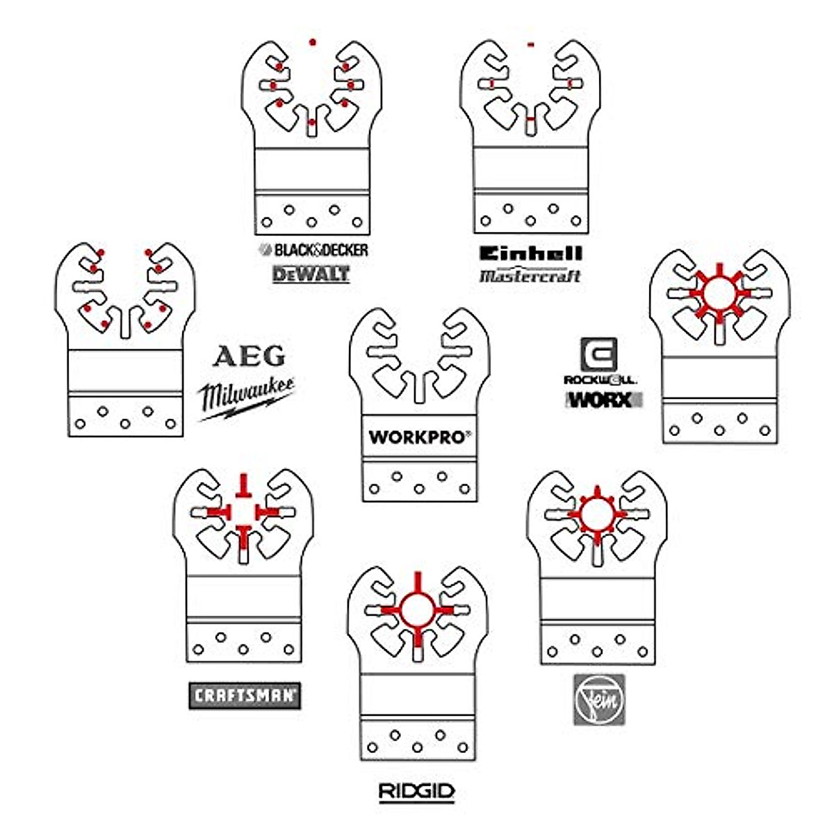 WORKPRO 23-Piece Metal/Wood Oscillating Saw Blades Set for Quick Release Multitool, Blades for Dewalt, Craftsman, Ridgid, Milwaukee, Rockwell, Ryobi and More