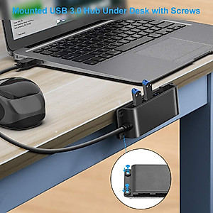 4-Port USB 3.0 Portable Desk Hub,Fixable USB Data Hub 3.0 with 3.3ft/100CM Cable for MacBook, Mac Pro/Mini, iMac, XPS, Surface Pro, Notebook PC, USB Flash Drives, Mobile HDD,Computer and More