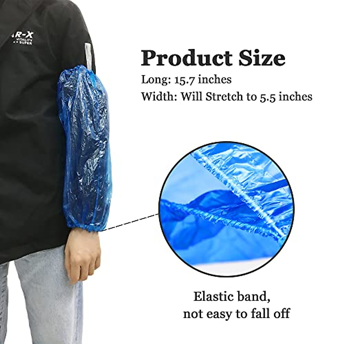 Yzurbu 200pcs Plastic Disposable Sleeves, Waterproof Sleeve Protector for Arm with Elastic on Cuff