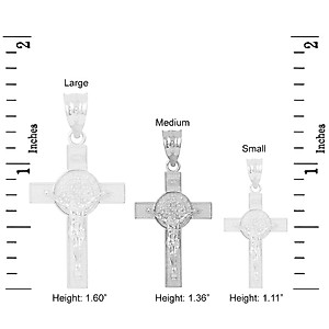 Solid 925 Sterling Silver St. Benedict Crucifix Cross Charm Pendant (1.30")