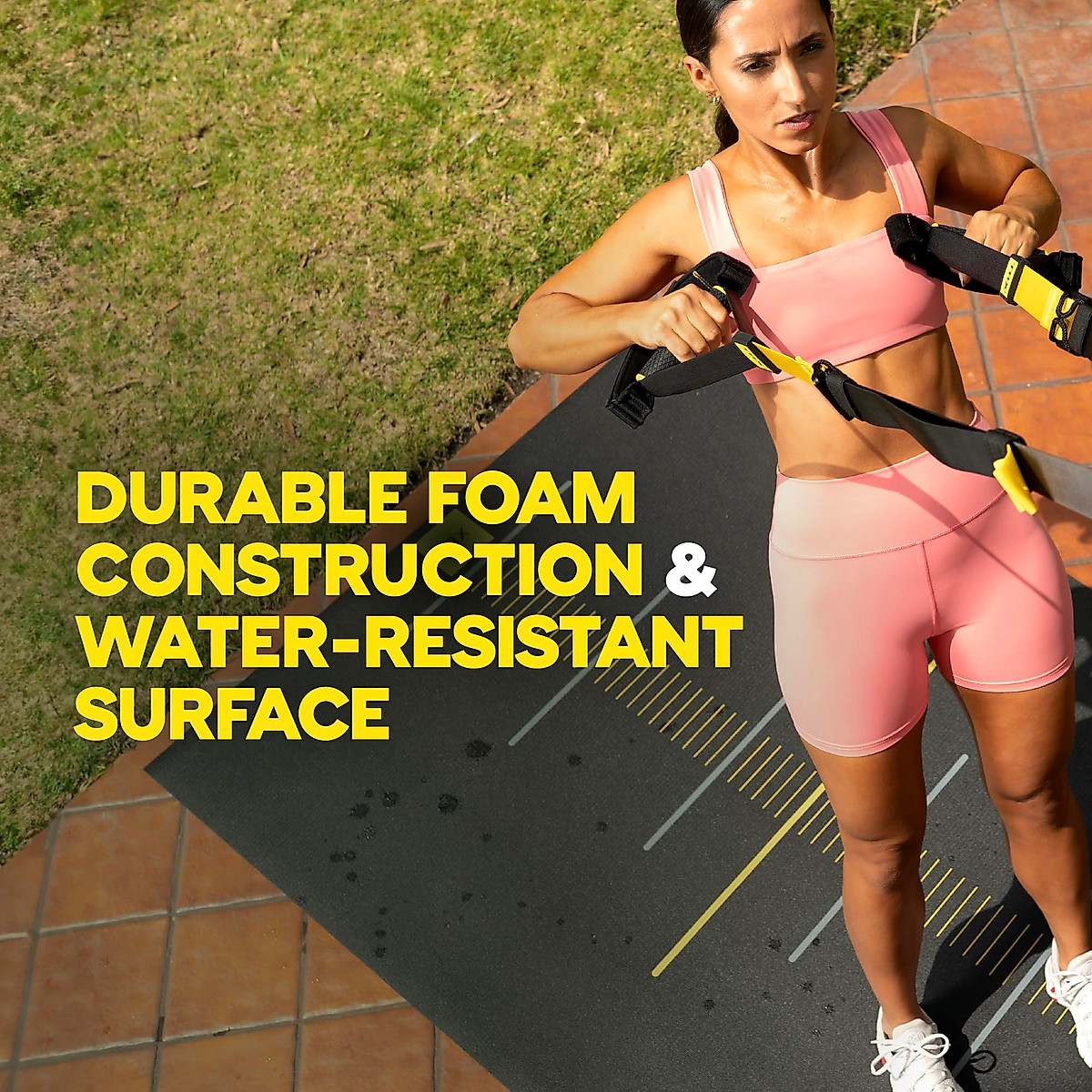 TRX Training Suspension-Training Mat, Nonslip Workout Mat, Gym Mat for Home Gym, Thick Exercise Mat for Training, Black, 72" x 24"