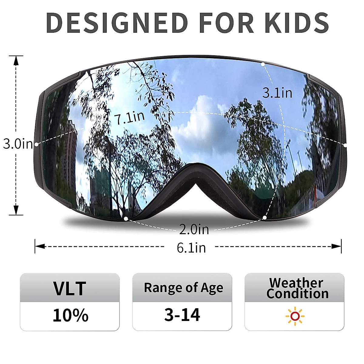 Freela Ski Goggles Snowboard Snow Skiing Snowboarding Equipment Winter Snow Sport Glasses Goggles Anti-fog UV Protection Mirror Clear Goggles for Toddler Kids Girl Boy Youth Snowmobile Snowboard Gear