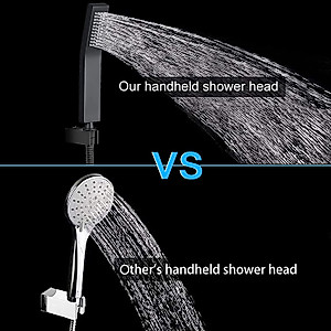 BELLEARLY All Metal 12'' Rain/Rainfall Shower Head with Handheld Spray Combo, High Pressure Square Shower Head with 13'' Extension Arm, Dual Black Shower Heads with 78'' Hose, Waterfall Showerhead