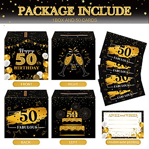 50th Birthday Party Message Card Box Cheers to 50 Years Advice and Wishes Card Box for Adults 50th Birthday Decorations Greeting Card Party Supplies 50th Anniversary Decor Tables Sign Decor