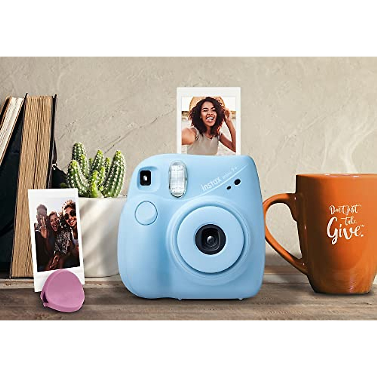 Fujifilm Instax Mini 7+ Camera, Easy to Operate, Portable, Handy Selfie Mirror, Polaroid Camera, Perfect for Beginners and Experts, Sleek and Stylish Design - Light Blue (Renewed)
