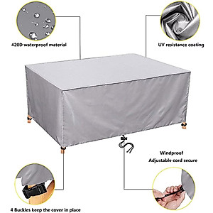 Patio Furniture Set Cover,(48" L x 36" W x 40" H) Rectangular Outdoor Table and Chairs Cover,420D Oxford Tear-Resistant Waterproof UV Resistant Wind Dust Proof Furniture Set Covers,Silver