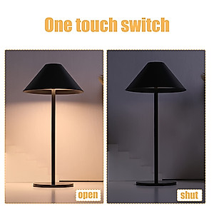 oneleaf Cordless Table Lamp, Modern LED Rechargeable Battery Touch Desk lamp,Night Light, Metal Shell,Minimalist Design, for Couple Dinner/Coffee Table/Restaurant/Bedroom/Camp-Black