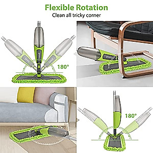 Spray Mop for Floor Cleaning Microfiber Mop Wet Dust Mop with 6 Reusable Washable Microfiber Pads and 610ML Refillable Bottle Dry Wet Kitchen Mop for Hardwood Laminate Tile Floor Cleaner Household