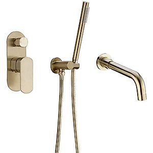 SYLKWOR Bathroom Taps, Bathtub Faucets and Shower Heads Shower Set Mixer Valve Function Bathtub Mixer Taps Hot and Cold Wall Mounted Bathroom Shower Faucet with Hand Interestilife/D.1