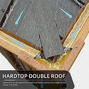 12'x16' Hardtop Gazebo Outdoor Aluminum Wood Grain Gazebos with Galvanized Steel Double Canopy for Patios Deck Backyard,Curtains&Netting