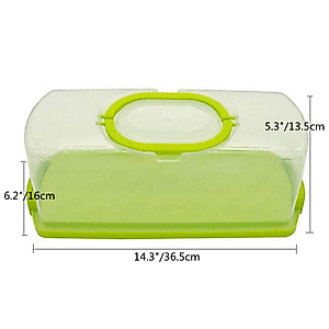 FEOOWV Portable Plastic Rectangular Loaf Bread Box with Transparent Lid, Bread Keeper for Carrying and Storing Loaf Cakes,Banana Bread,Pumpkin Bread,Quick Breads (Green)