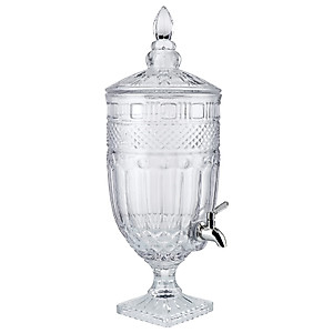 MOLIGOU Glass Beverage Dispenser, 1.3 Gallon Drink Dispenser with Stainless Steel Spigot, Wide Mouth Beverage Serveware for Party, Bar