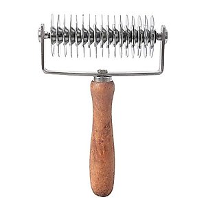 Pizza Dough Docker Roller, Pizza Dough Docker Roller Stainless Steel with Wood Handle, Dough Blistering Killer for Pizza Pie Crust Pastry Dough Cake Pie Cookies Bread Pastry