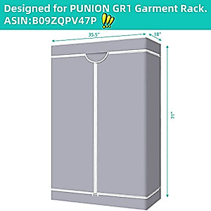 PUNION Garment Rack Cover Only Available for GR1 Clothing Rack, Dustproof Oxford Fabric Hanger Sleeve with Zipper, with Side Pocket, 36" L x 18" W x 71" H, Grey