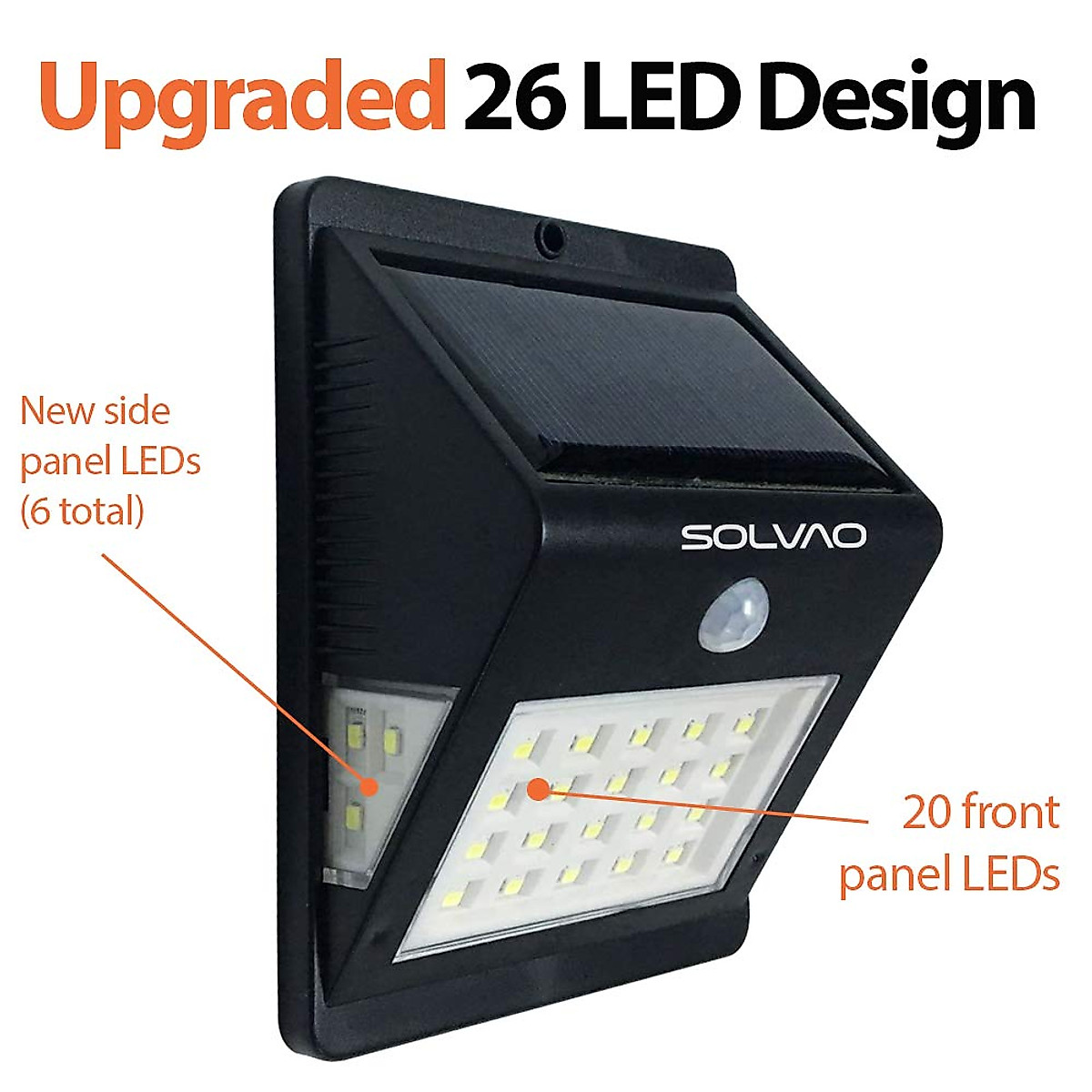 SOLVAO Solar Motion Sensor Security Light | Waterproof & Wireless | New 26 LED Design | for Outdoor, Front Door, Backyard, Steps, Garage, Garden, Deck, Patio | 1 Pack