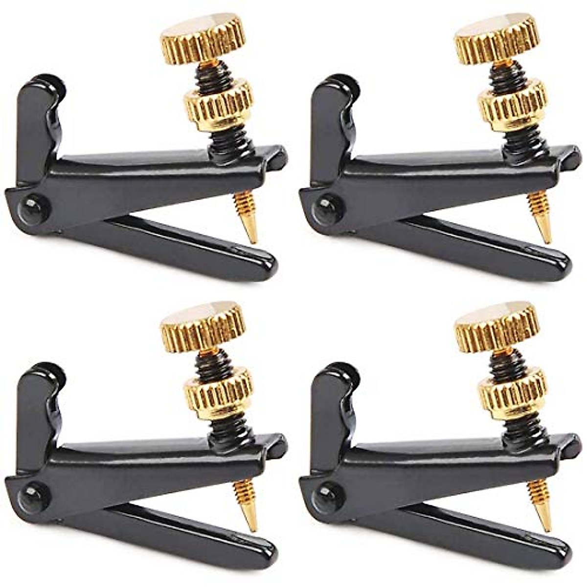 KAIY Violin Fine Tuners for 4/4-3/4 Violin, Stainless Metal String Spinner Adjuster, Nickel Plated Anti Rust, 4 Pcs Black/Gold