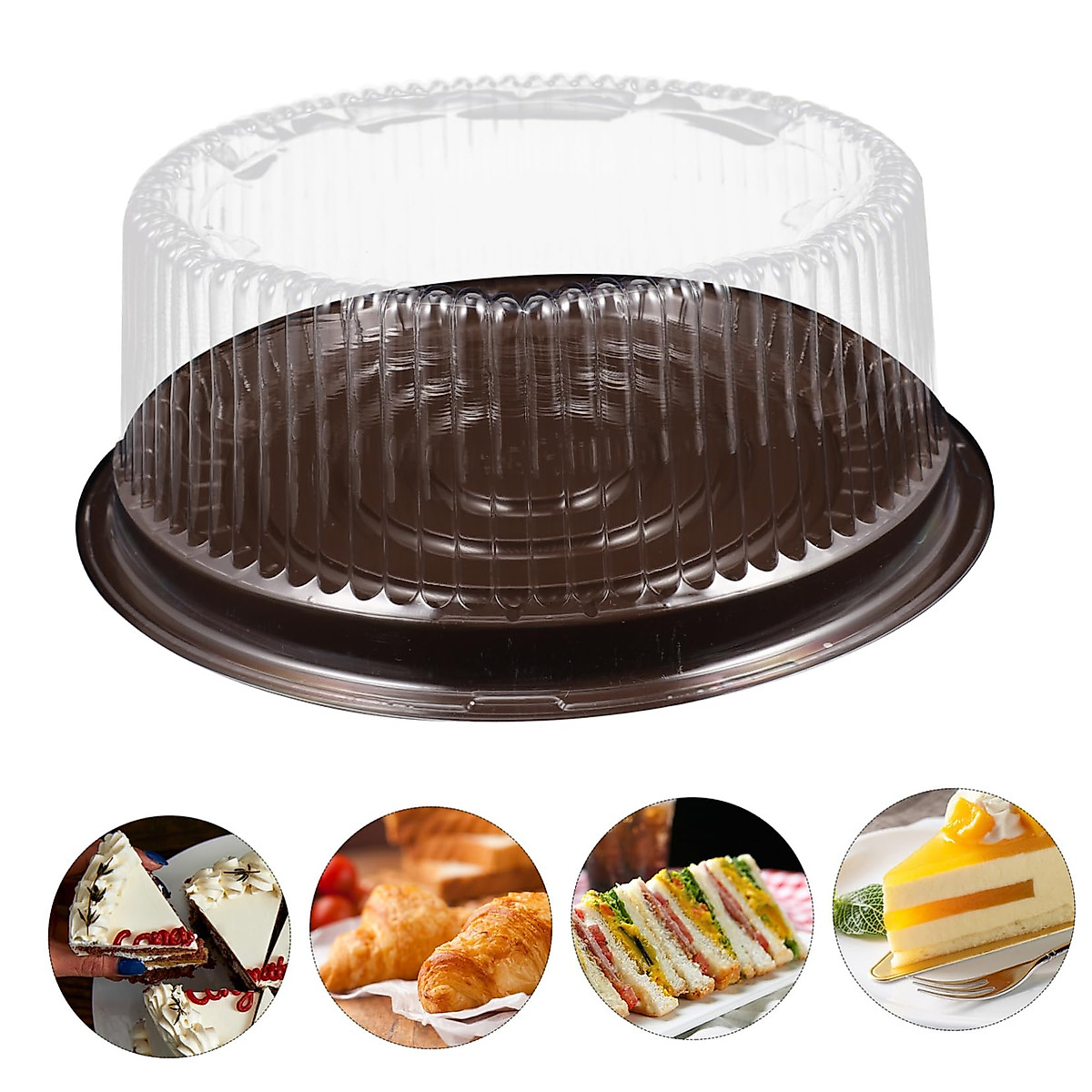 BRIGHTFUFU Plastic Cake Boxes 8 Inches Pastel Round Single Cupcake Cases Disposable Material 20 Pieces Color