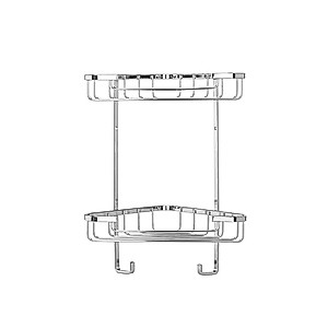 Croydex Medium Chrome 2-Tier Corner Basket Shower Caddy, 5 Year Rust Free Guarantee