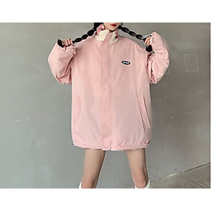 Women's Fleece Sherpa Jackets Reversible Kawaii Heart Print Fuzzy Zip Up Coats Aesthetic Y2k Winter Oversized Outwear (Pink,XL)