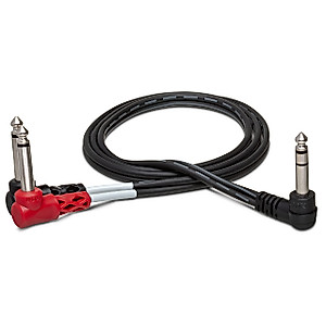 Hosa STP-201RR Right Angle 1/4" TRS to Dual Right Angle 1/4" TS Insert Cable, 1 Meter Black