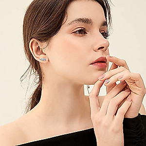 Ear Climbers Earrings for Women Sterling Silver Ear Climber Earrings with Post Hypoallergenic Cubic Zirconia Mini Ear Crawler Earrings Studs Dainty Minimalist Earrings Gifts for Birthday Wedding