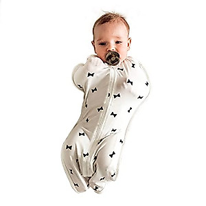 Organic Cotton Zipper Swaddle Blanket Snug Breathable Easy to use for Small Baby (Ribbon, 0-3m, Summer Season)