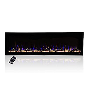 Modern Ember Aerus 60 Inch Smart Linear Electric Fireplace - Recessed in-Wall and Wall-Mount, Multiple Flame Colors, Compatible with Alexa and Google Assistant