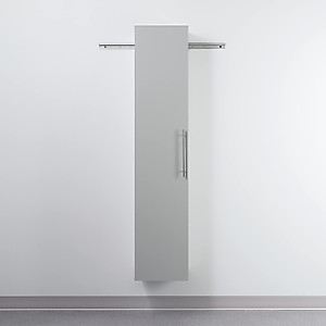 Prepac HangUps Narrow Wall Mounted Garage Storage Cabinet, Tall Storage Organizer Cabinet, 15" W x 72" H x 16" D, Light Gray