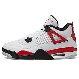 Jordan Boy's Air 4 Retro (Big Kid) White/Fire Red/Black/Neutral Grey 7 Big Kid M
