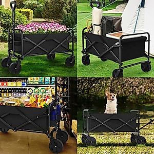 ERNZI Camp Wagon, Collapsible Wagon, Grocery cart, Heavy Duty Wagon, Beach Wagon Cart with 350lbs Weight Capacity, Lounge Wagon for Camping Sports Outdoor, Outdoor Utility Vehicle