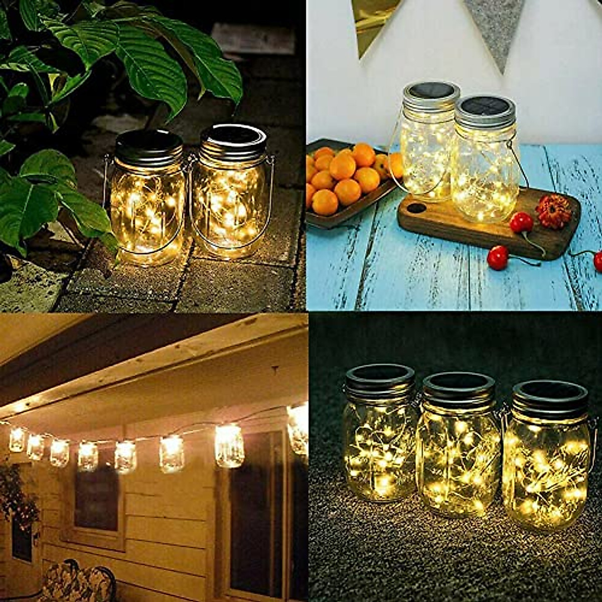 Ruifaya Solar Power Mason Jar Lid Lights LED Waterproof Fairy Decor String Wedding Outdoor Christmas De Party Garden L4Y7 L Light Lights