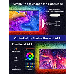 Daymeet LED Lights for TV, 9.8FT Led Backlight TV Lights RGB Led TV Lights for 32-60inch TV USB Led Strip Lights for TV Led Lights Sync with Music Bluetooth APP Control Led Lights for Bedroom