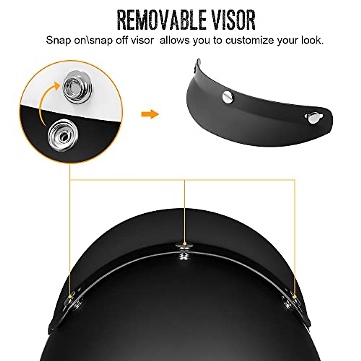 ILM 3/4 Open Face Motorcycle Helmets, Retro Vintage Moped Helmet for Men Women, Scooter ATV Cruiser Bobber Helmet, DOT Approved Model-207 (Matte Black, L)