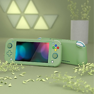 PlayVital ZealProtect Protective Case for Nintendo Switch Lite, Hard Shell Ergonomic Grip Cover for Nintendo Switch Lite w/Screen Protector & Thumb Grip Caps & Button Caps - Matcha Green