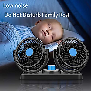 Car Fan, Electric Car Fans for Rear Seat Passenger Portable Car Seat Fan Headrest 360 Degree Rotatable Backseat Car Fan (24V Cigarette Lighter)
