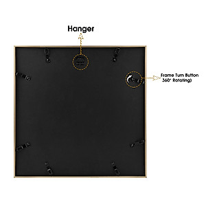 Golden State Art, 4x4 Aluminum Collage Frame, Displays 4 x 4 Pictures With 9 Openings Mat or One 16x16 Photo, Real Glass, Wall Display, Gold, 1 Pack