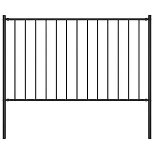 Fence Panel with Posts Powder-Coated Steel,Garden Fence,Steel Fence Panel,Outdoor Residential Fencing for Yard and Garden, Multi-Purpose Metal Animal Fence 5.6'x4.1' Black