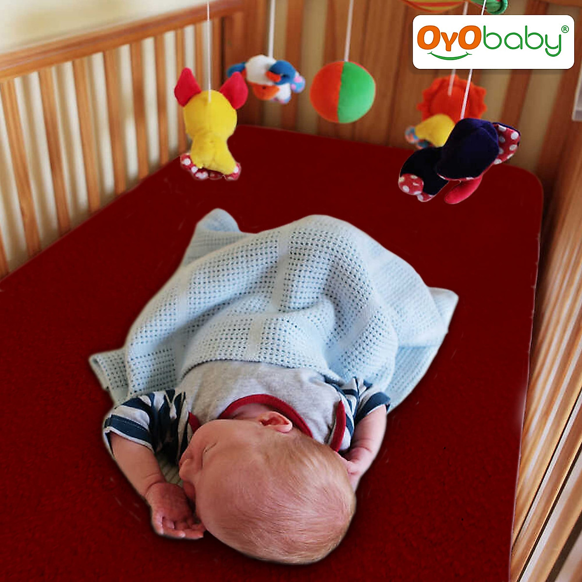 OYO BABY Waterproof Crib Sheet - 28" x 20" Maroon