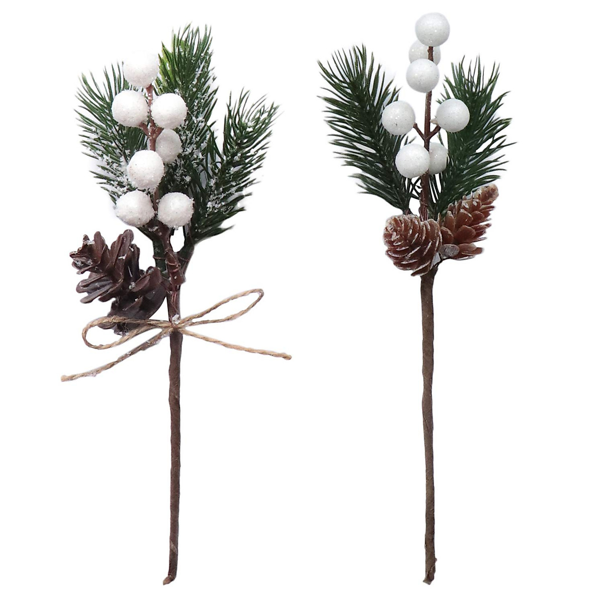 14PCS Artificial Berry Picks, Christmas Pine Picks with Red & White Berries Pine Cones for Christmas Decorations DIY Crafts Gift Wrapping Flower Arrangements Wreaths Holiday Floral Snowy Picks (14)