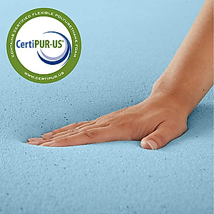 Greaton, 1-Inch Gel Memory Foam Mattress Topper, CertiPUR-US Certified for Superior Comfort and Support, Twin, Blue