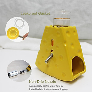 Deapeey Hamster Water Bottle for Glass Tank, Adjustable Hamster Water Bottle Holder 125ML Syrian Hamster Water Bottle with Widen Bottom Stand Anti-Fall, Ceramic Cheese Water Dispenser for Mice Gerbil