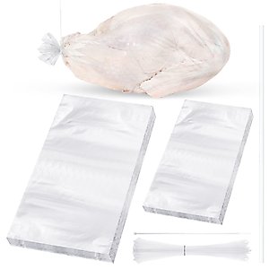 161 Pcs Thanksgiving Turkey Poultry Heat Shrink Bags Set 60 Pcs Transparent Heat Shrink Bags Clear Poultry Heat Shrink Wrap 100 Pcs Zip Ties 1 Silicone Straw for Chickens Meat Food Storage, 2 Sizes
