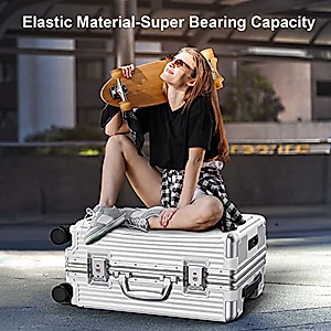 SOMODE Airline Approved Carry On Luggage with Spinner Wheels,Aluminum Framed Carry On Suitcase with Front Open Laptop Compartment/Pocket 22×14×9 inch Large Checked-in Luggage(White)