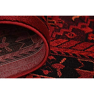 Unique Loom Tekke Collection Area Rug - Sheibani (6' 1" x 9' Rectangle, Red/ Black)
