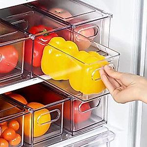 LALASTAR 2 Pack Fridge Organizer with Pull-out Drawer, Stackable Freezer Organizer Bin, Pantry Organization and Storage, BPA Free, 3.17QT