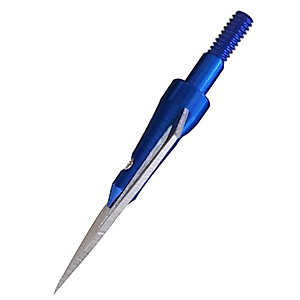 e5e10 Steel Flat Broadheads with 2 Blades 100 Grain Hunting Arrow Tips Screw Thread 0.9" Cut Archery Arrowheads + 1 pcs Black Broadhead Case Plastic Portable Case for Arrowheads (12pcs) (Blue)