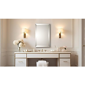 HomeSelects Dimondi Euro Modern Styled Broad Beveled Rectangle Mirror Recessed Bathroom Medicine Cabinet (26 Inch)