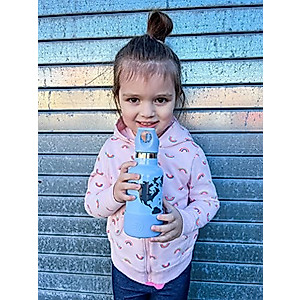 H2OBotté Kids Water Bottle for School - 12oz (Straw Lid), Reusable, leakproof Insulated Stainless Steel Reusable Water bottle for Girls, Boys (Aerotravel)