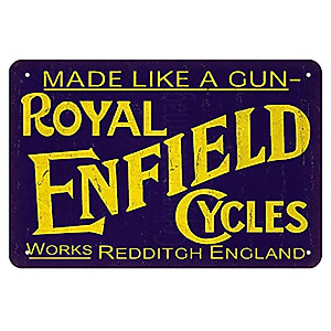 Royal Enfield Retro Metal Tin Sign Royal Poster Home, Garage, Man cave, Plate, Cafe, Pub, Motel Art Wall Decor 8x12 Inches
